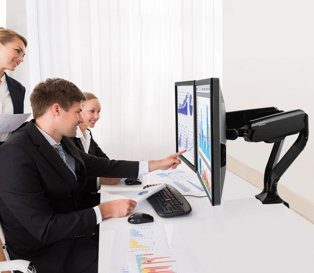 Premium Black Dual Monitor Arm - Posture Depot