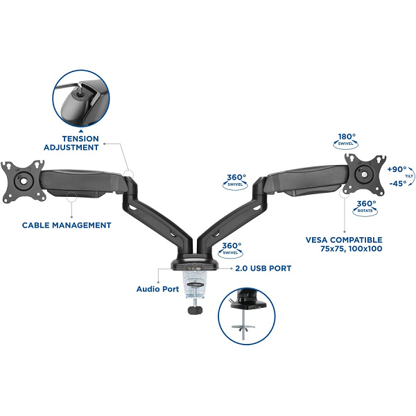 HW Basics Dual Monitor Arm - Posture Depot